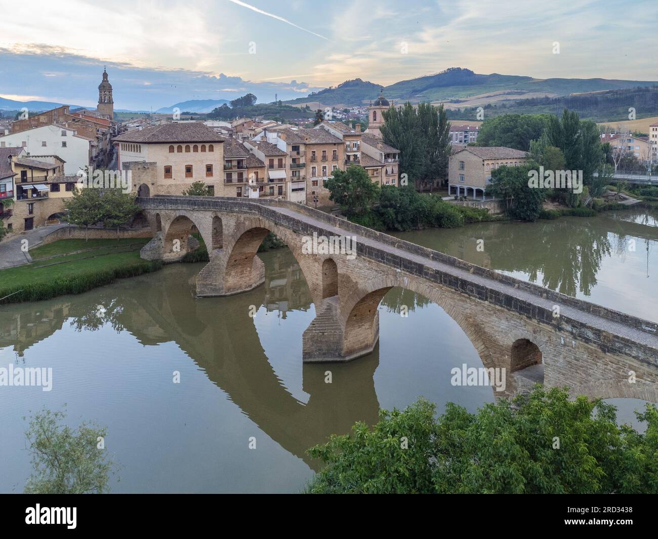 Early morning iew of the Entrance to Puente la Reina, Spain Stock Photo ...