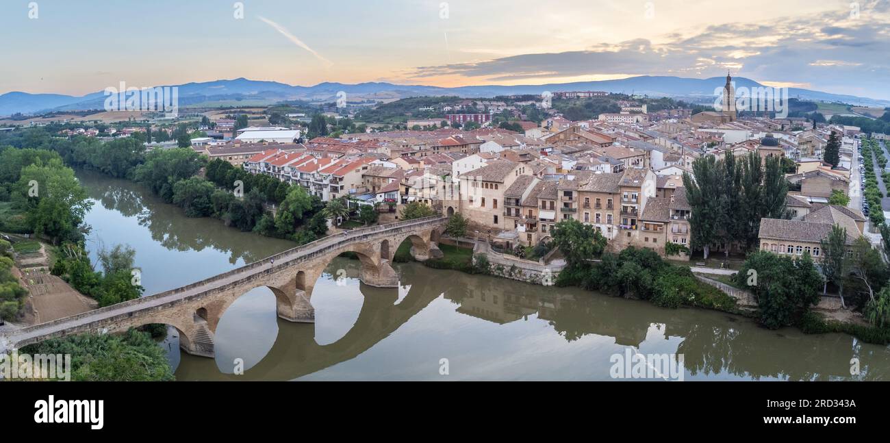 Early morning iew of the Entrance to Puente la Reina, Spain Stock Photo ...