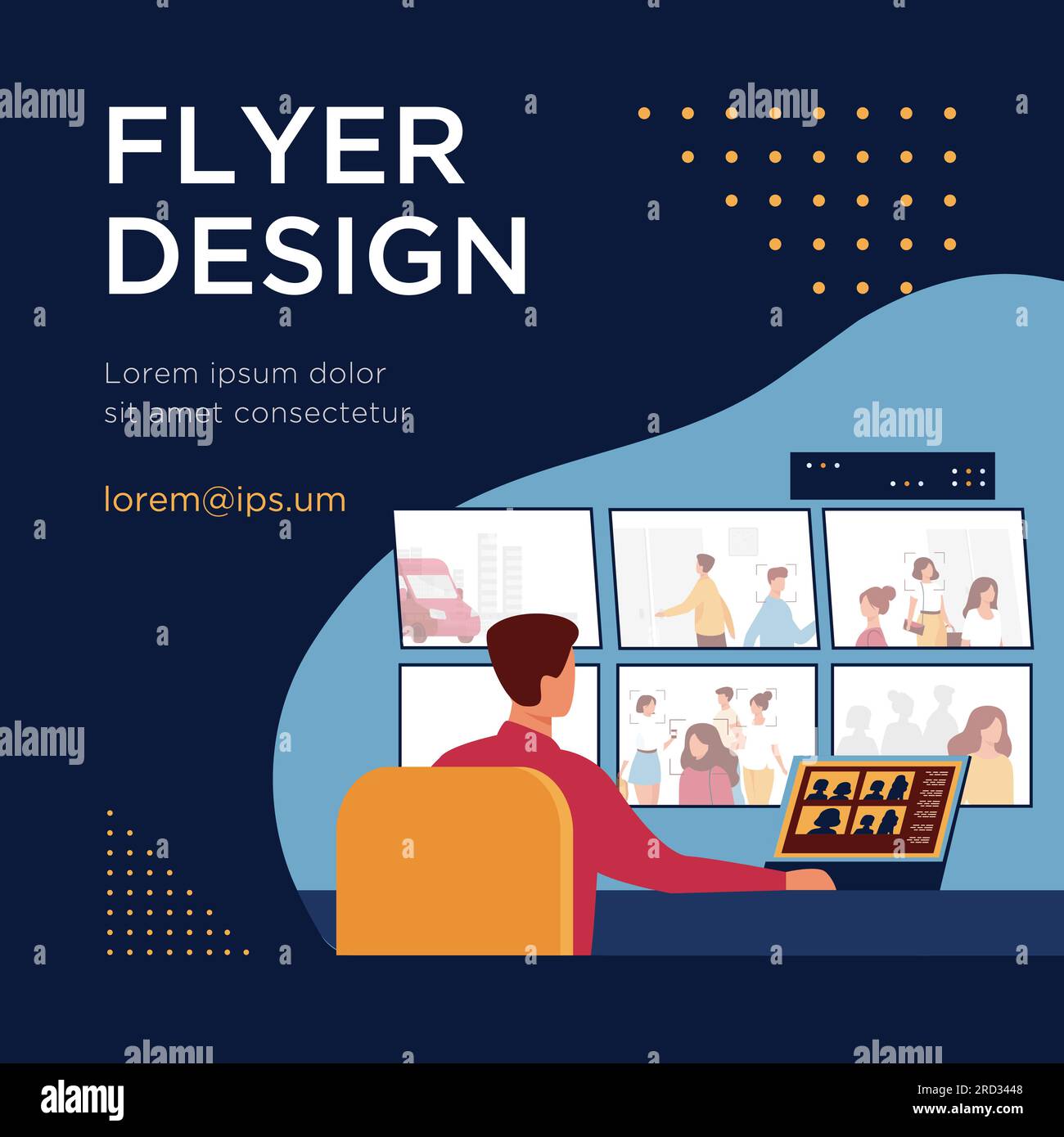 Guard service man sitting at control panel Stock Vector Image & Art - Alamy