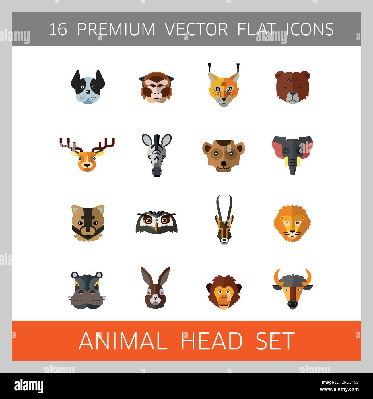Animal head icons set Stock Vector Image & Art - Alamy