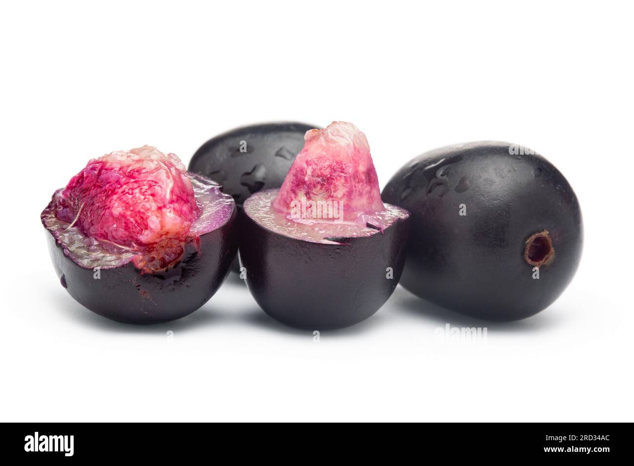 Close-Up of collection of Indian Ayurvedic medicinal fresh organic fruit jamun (Syzygium Cumini ...