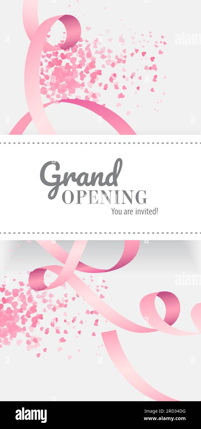Grand opening You are invited lettering with pink ribbon Stock Vector ...