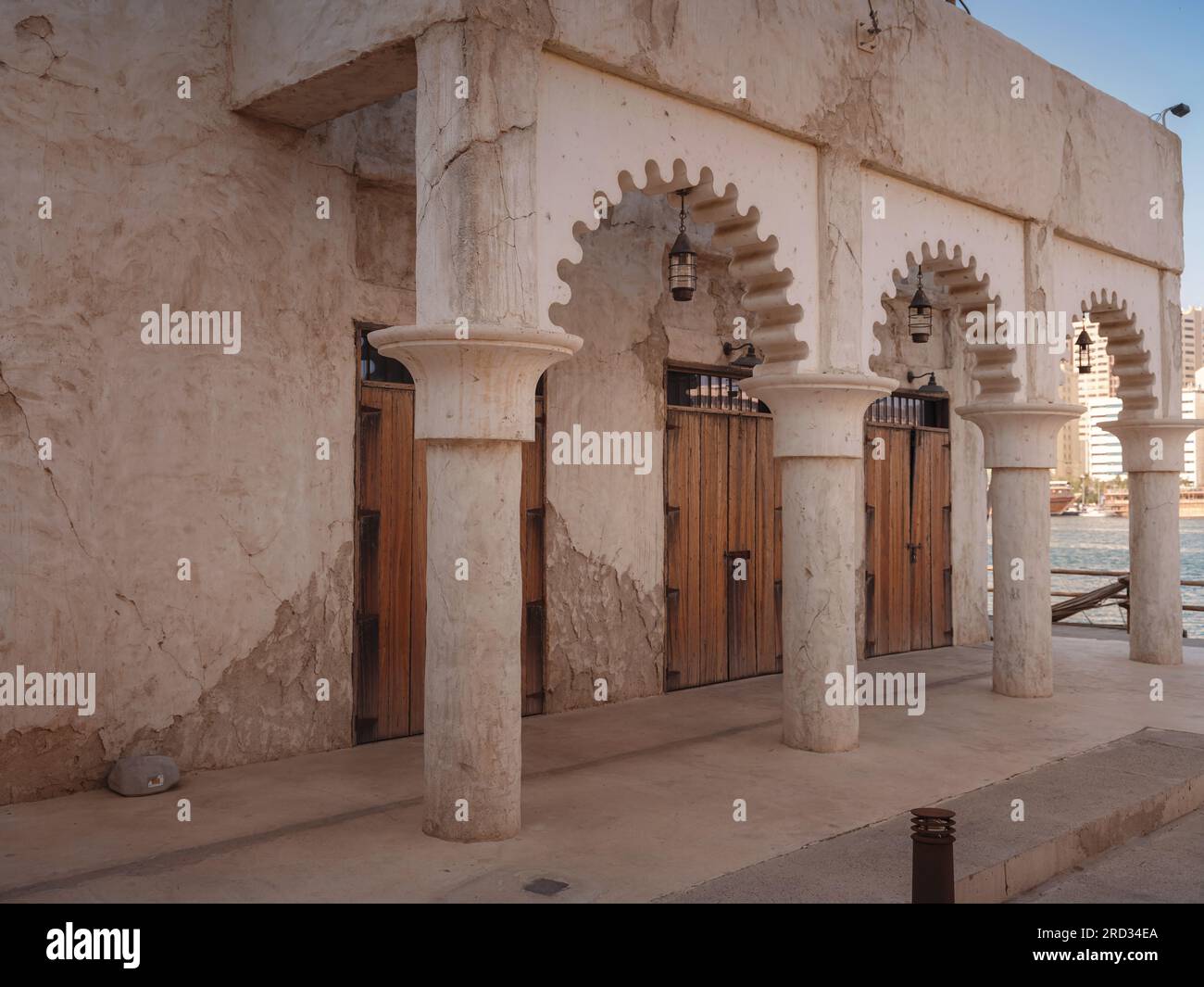 Al seef old historical district with traditional Arabic architecture ...