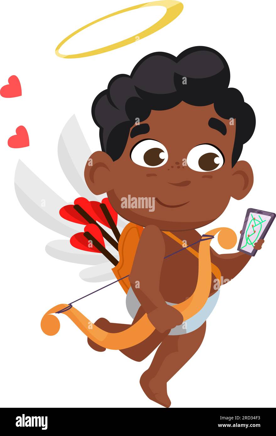 Afro cupid with mobile illustration Stock Vector Image & Art - Alamy