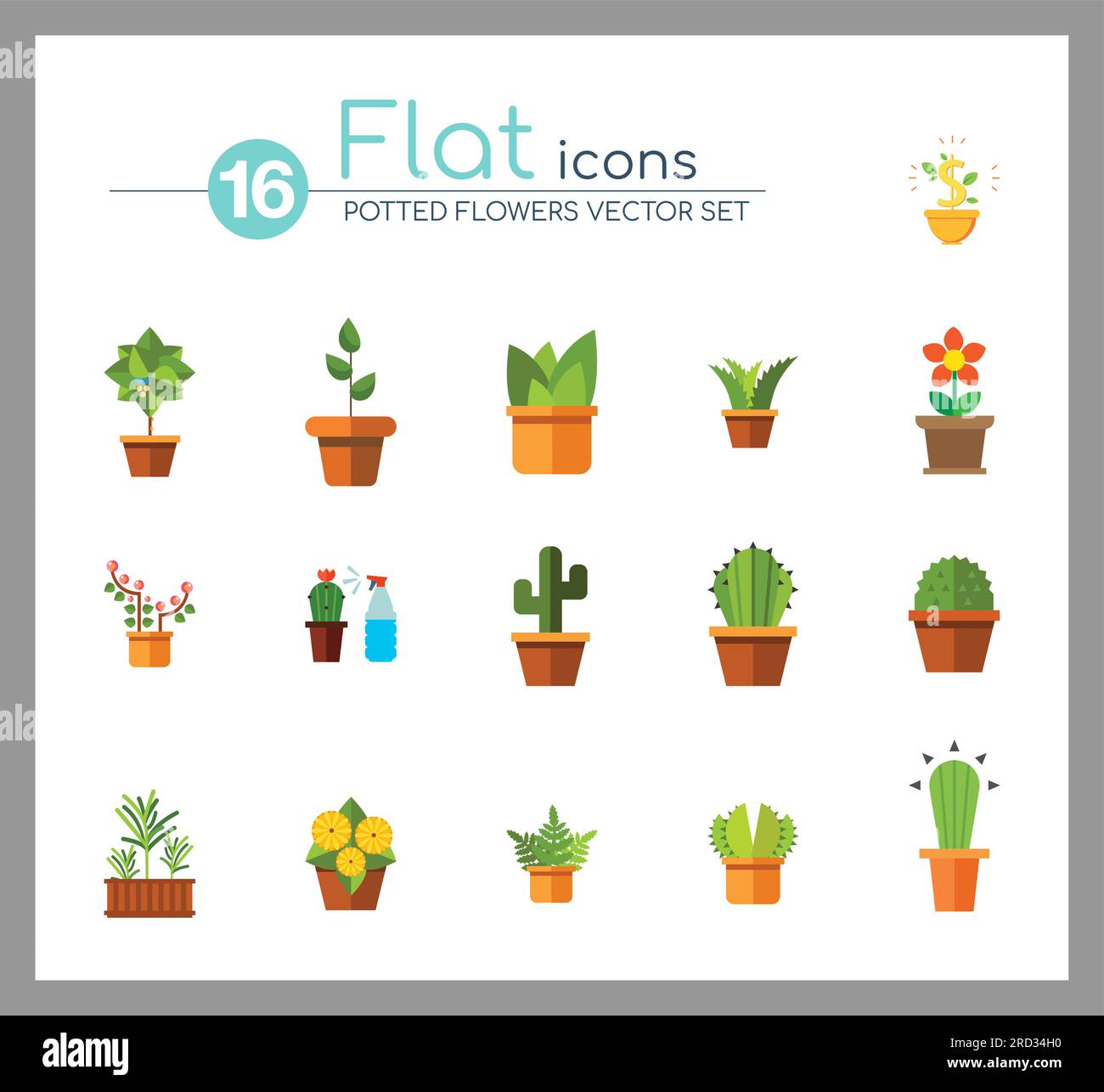 Potted Flowers Icon Set Stock Vector Image & Art - Alamy