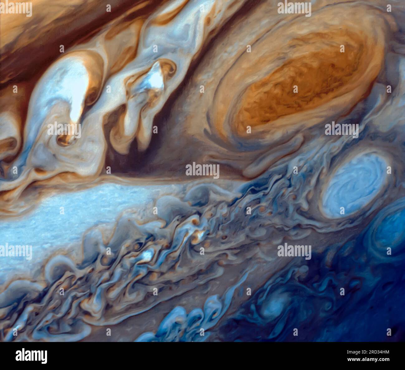 Swirling clouds around Jupiter's Great Red Spot by Voyager.Elements of ...