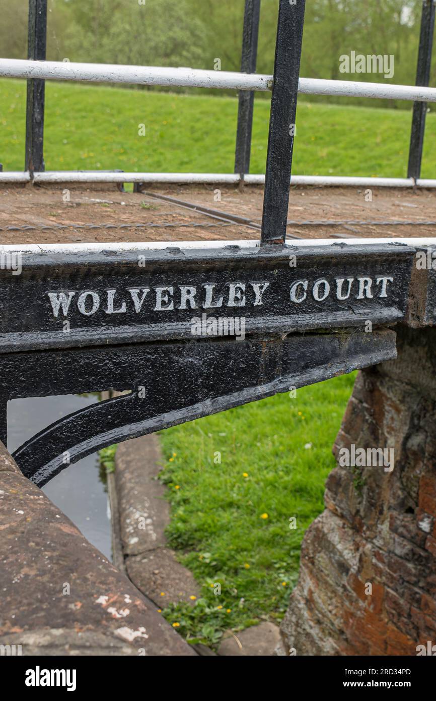 Wolverley Court footbridge over canal Stock Photo - Alamy