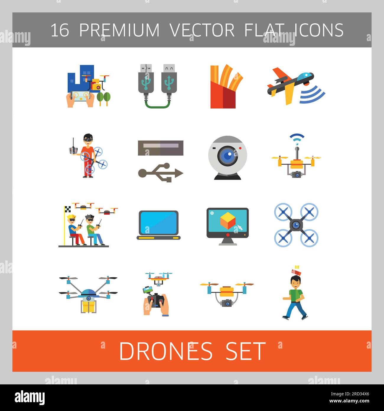 Drones Icon Set Stock Vector Image & Art - Alamy