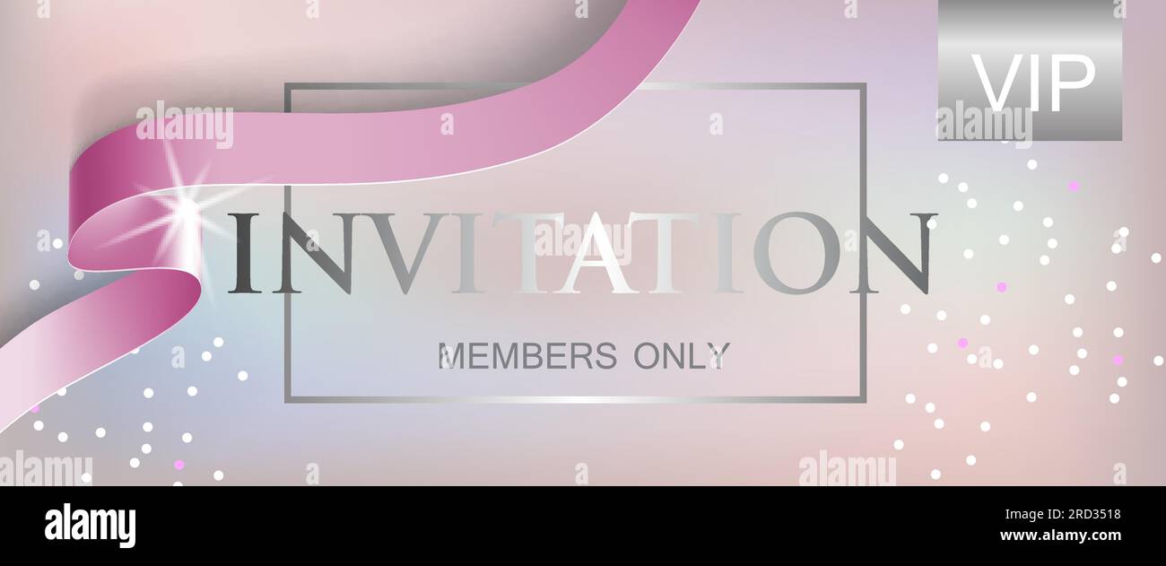 VIP invitation members only lettering with ribbon Stock Vector Image ...