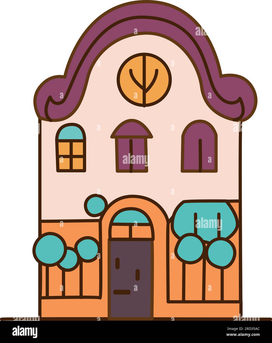 Vector simple cartoon style modern front side house icon. Vector ...