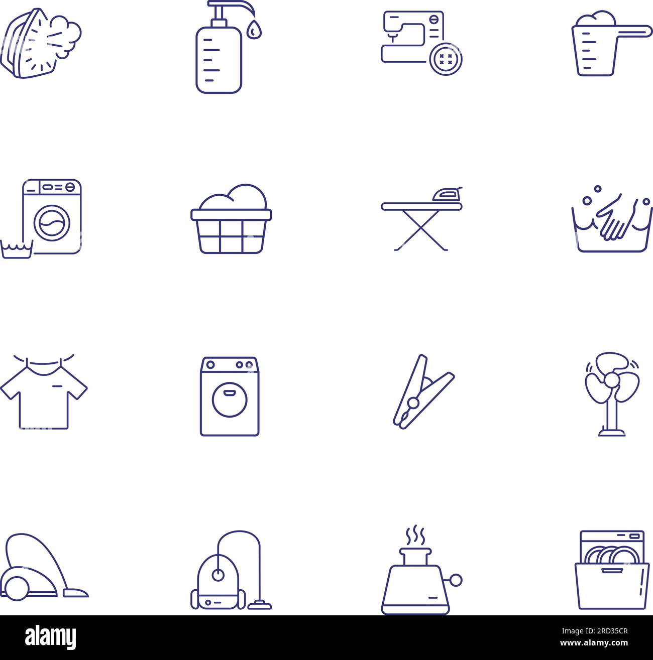 Housekeeping line icon set. Sewing, ironing Stock Vector Image & Art ...