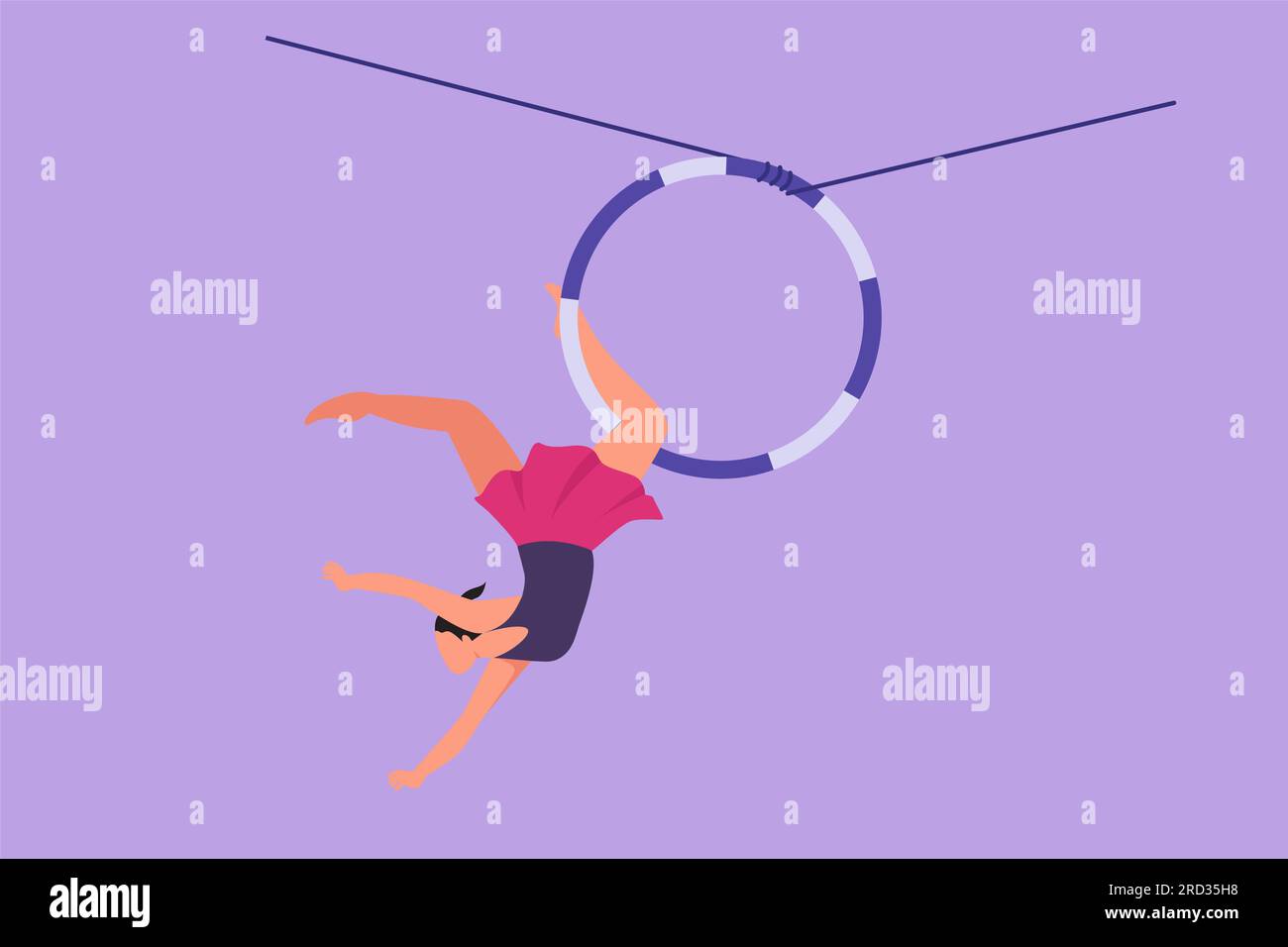 Cartoon flat style drawing young female acrobatic who performs on ...