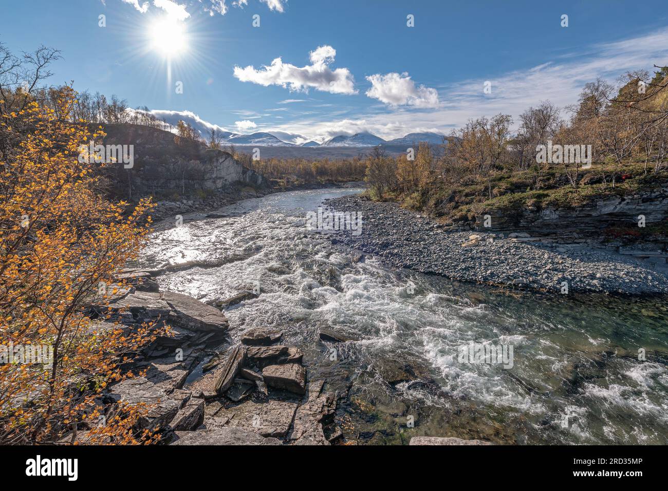 Autum Abisko Canyon River Abiskojakka National Park, Norrbottens ...