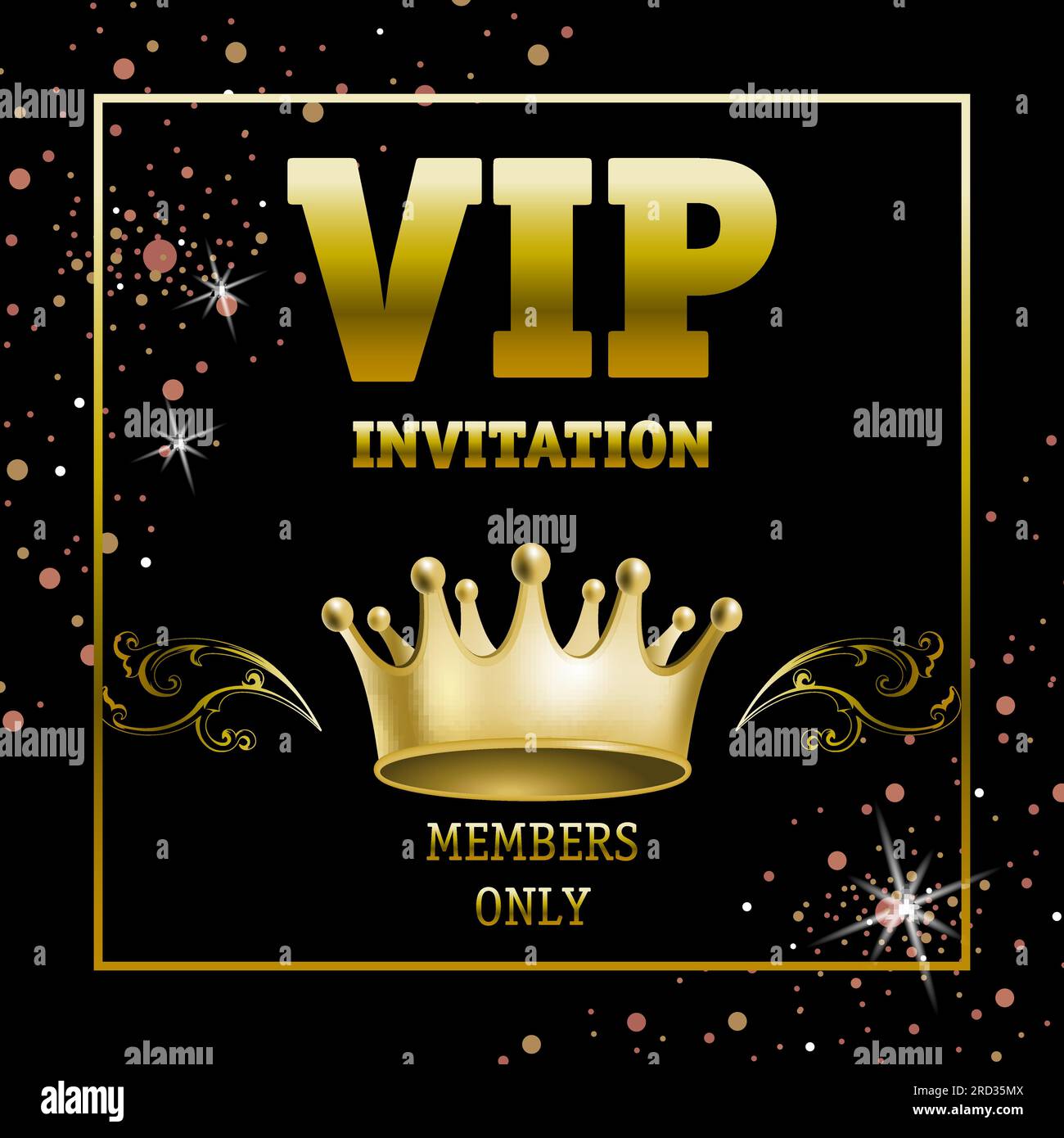VIP invitation members only banner design in golden frame Stock Vector ...