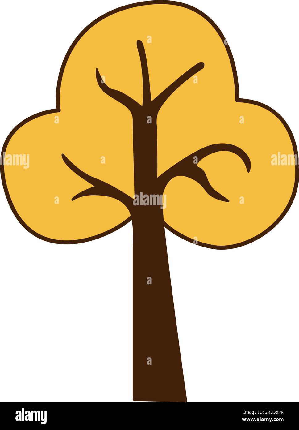 Vector fall season, gold leaves tree icon. Vector yellow tree icon ...