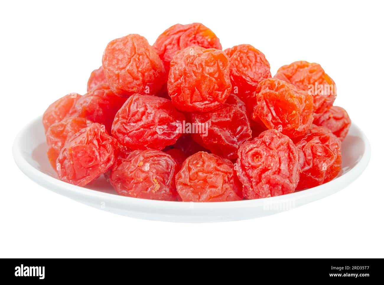 Dried red prunes fruits (Preserved fruits Chinese plum) in withe dishl ...