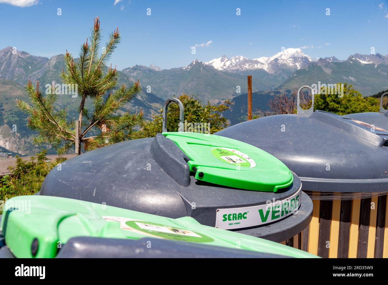 Les Arcs, France. 11th July, 2023. Mountains of containers for glasses ...