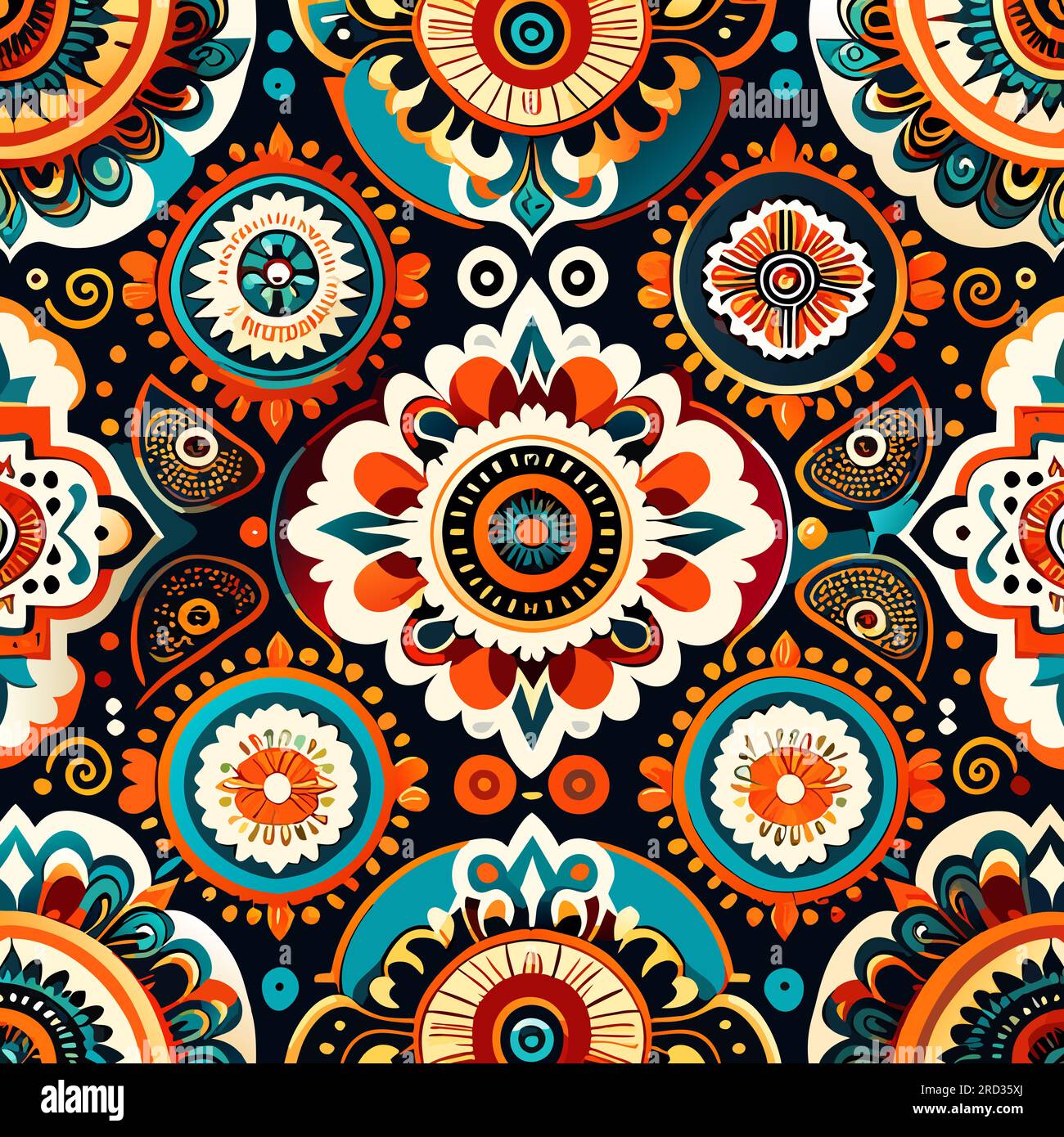 seamless ethnic rotary repeat fabric and tile design Stock Photo - Alamy