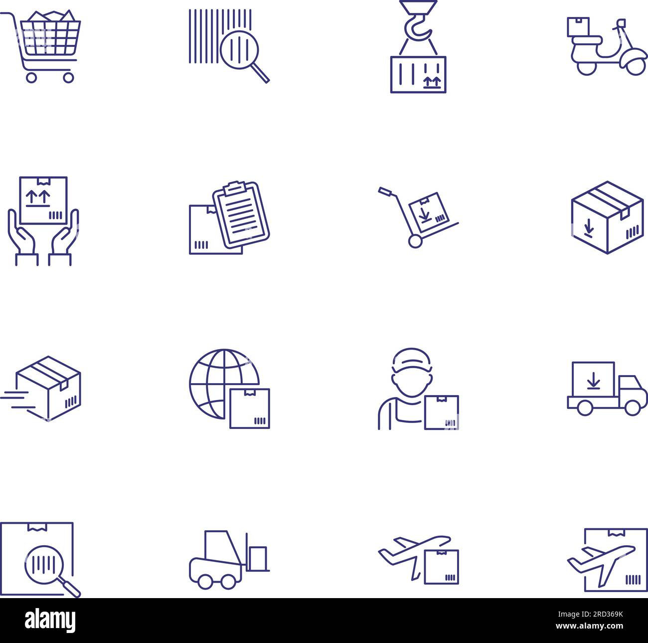 Order delivery line icon set. Barcode, loading Stock Vector Image & Art ...