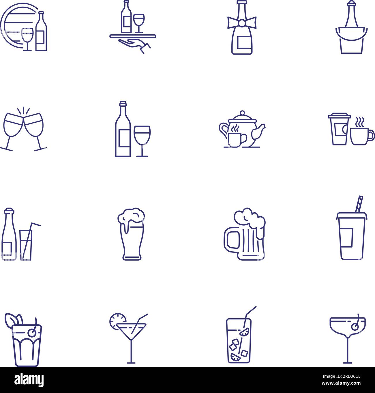 Beverages line icon set. Wine, beer, tea Stock Vector Image & Art - Alamy