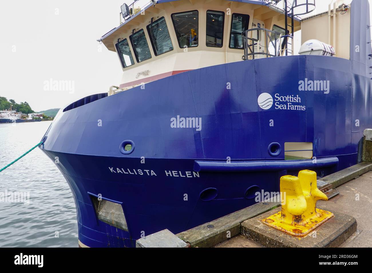 Scottish Sea Farms boat Kallista Helen, docked at North Pier, Oban ...