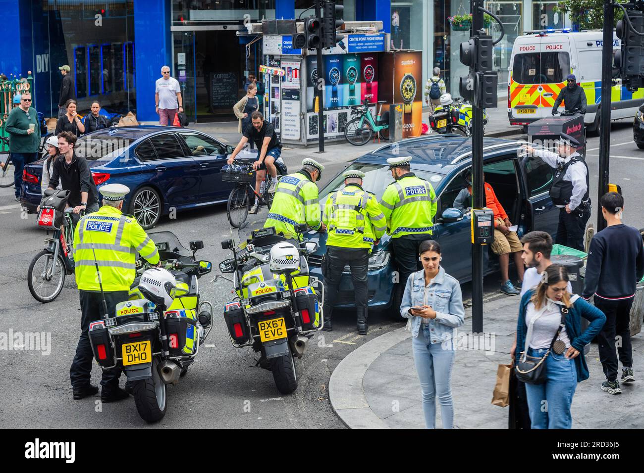 London, UK. 18th July, 2023. Motorcycle traffic police attend a private ...