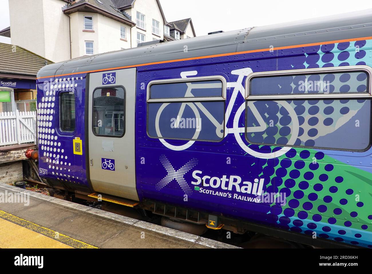 ScotRail train at the station, Oban, Western Isles, Inner Hebrides ...