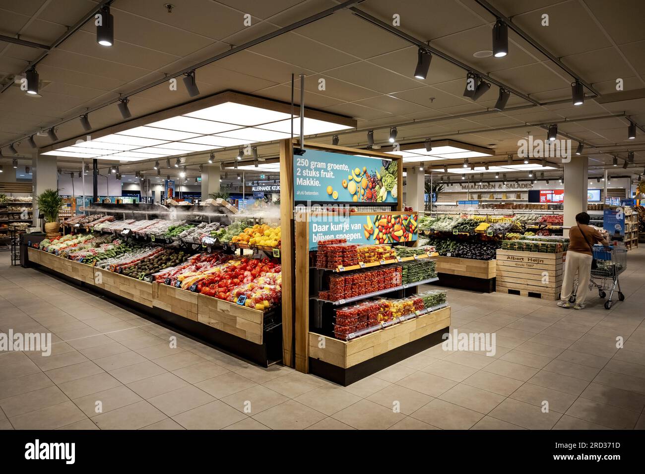 AMSTERDAM - Overview of the fresh produce department in an Albert Heijn ...
