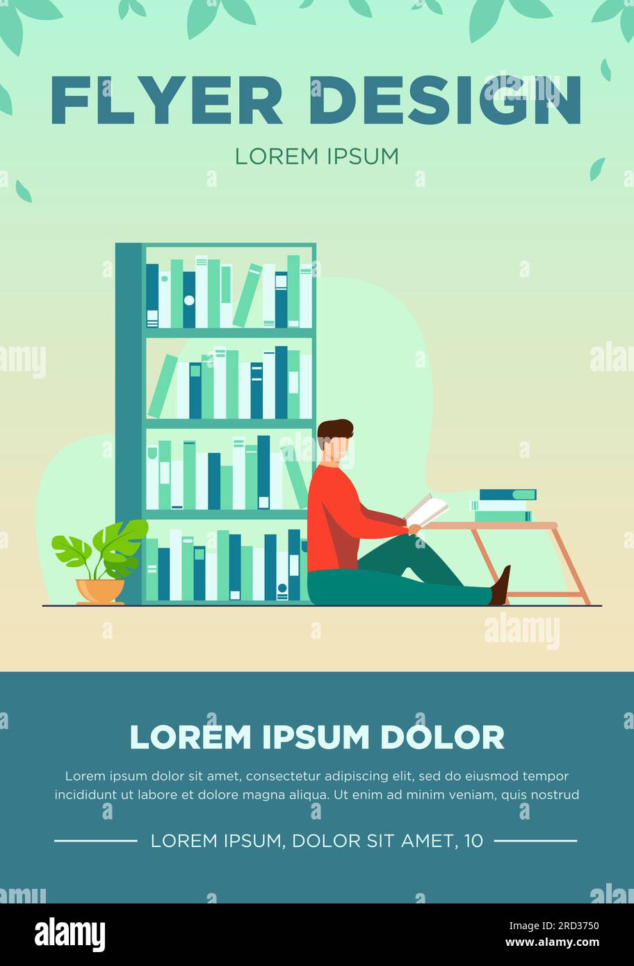 Happy man reading book in home library Stock Vector Image & Art - Alamy