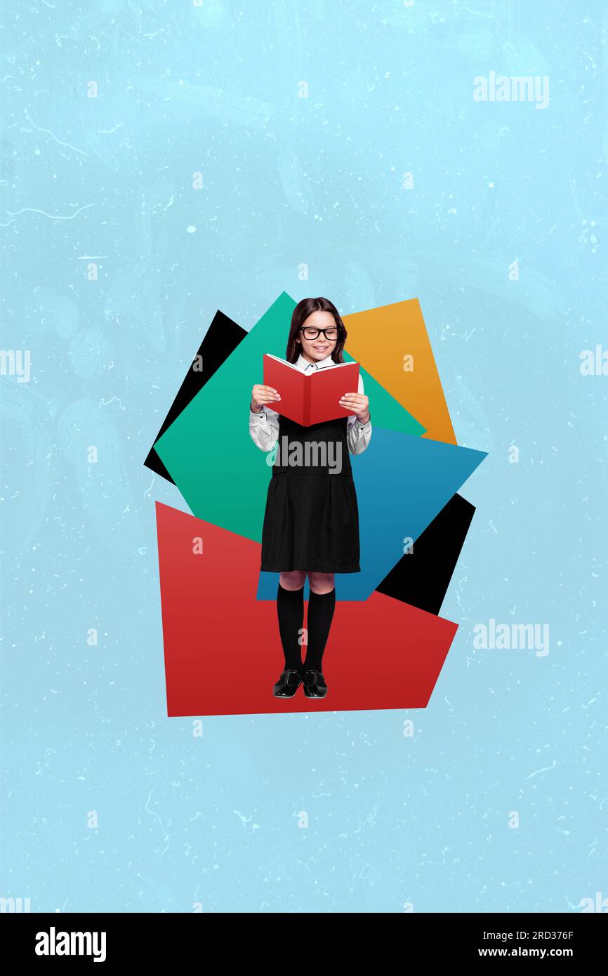 Poster banner collage of intelligent smart schoolgirl in uniform ...