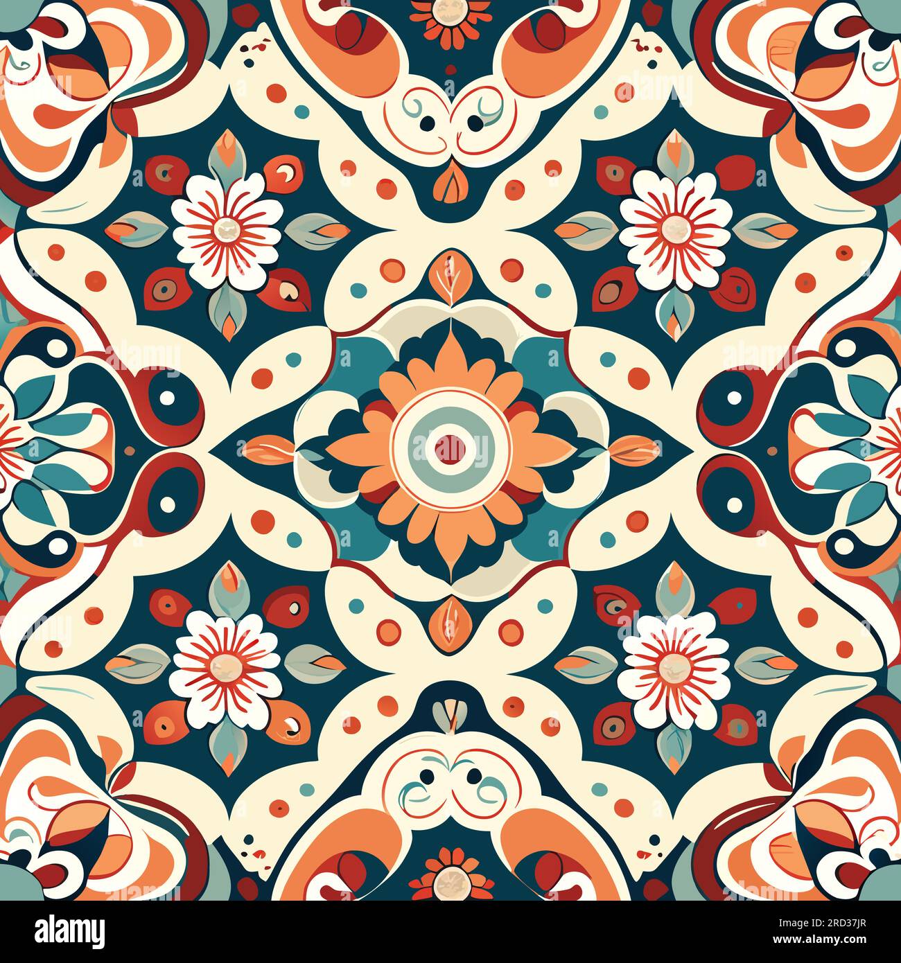 seamless ethnic rotary repeat fabric and tile design Stock Photo - Alamy
