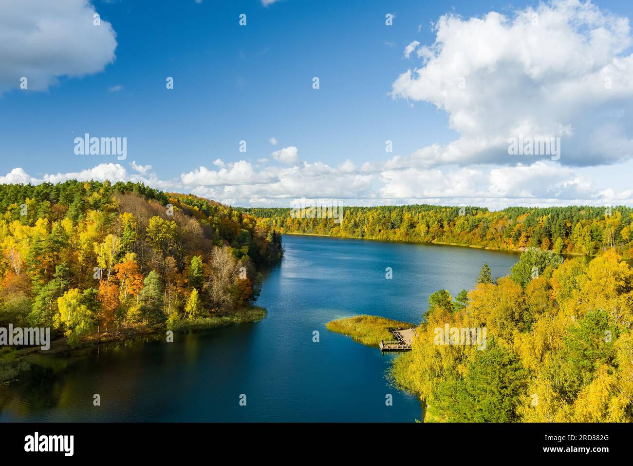 Aerial view of beautiful Balsys lake, one of six Green Lakes, located ...