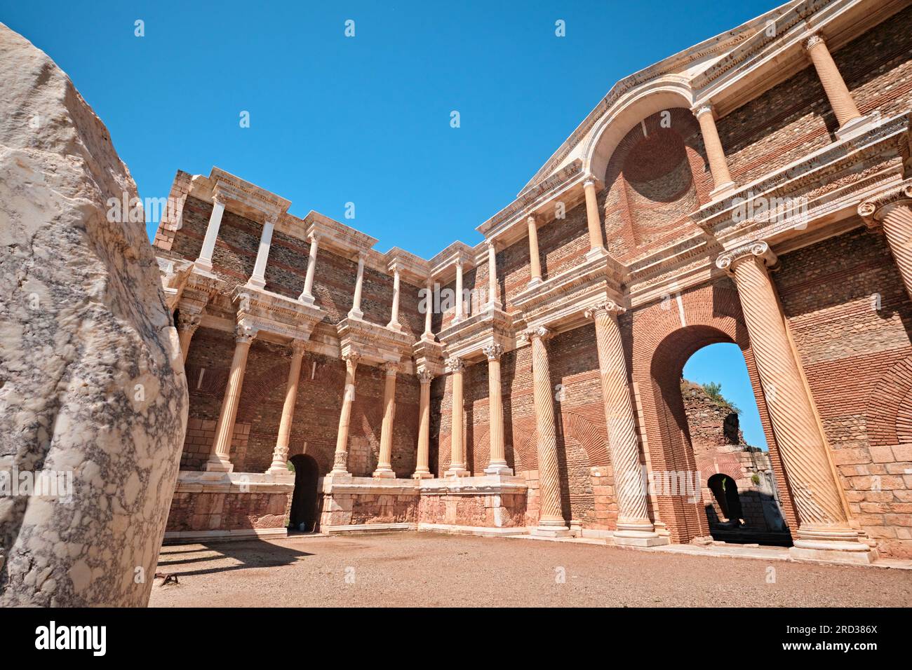 Manisa, Turkey - July 14, 2023: The gymnasium ruins of the ancient city ...