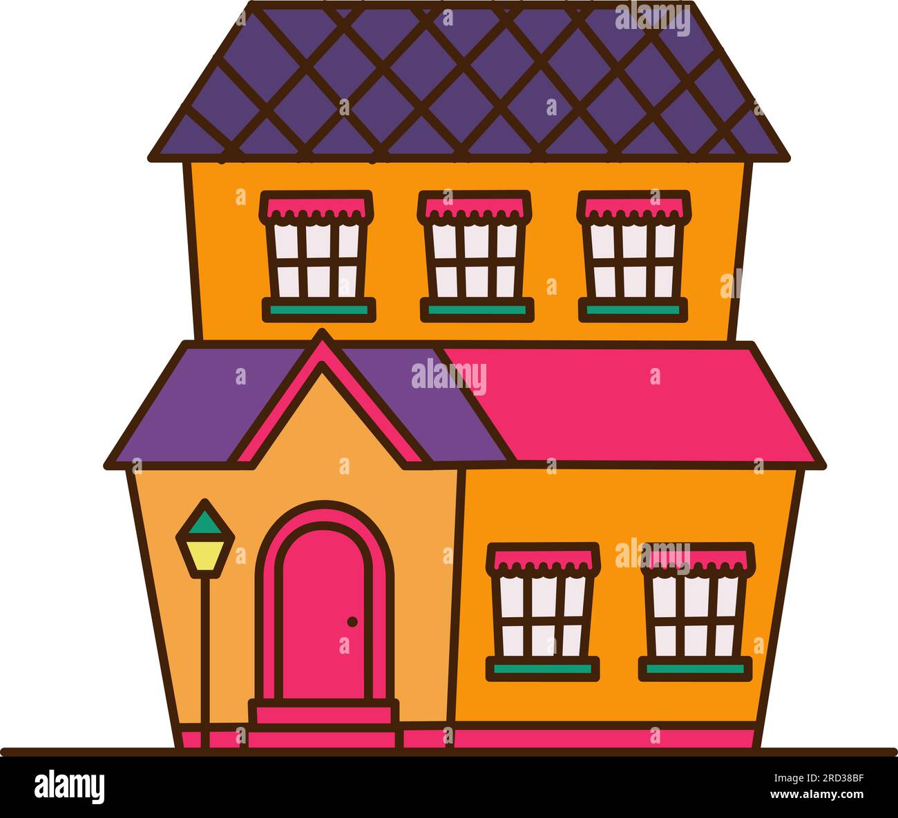 Vector Cute Cartoon House with colorful roof icon. Vector big house ...