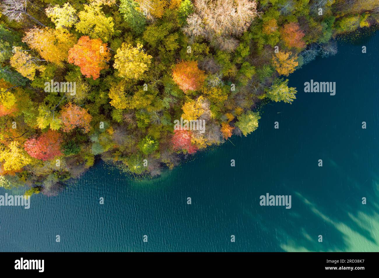 Aerial view of beautiful Balsys lake, one of six Green Lakes, located ...
