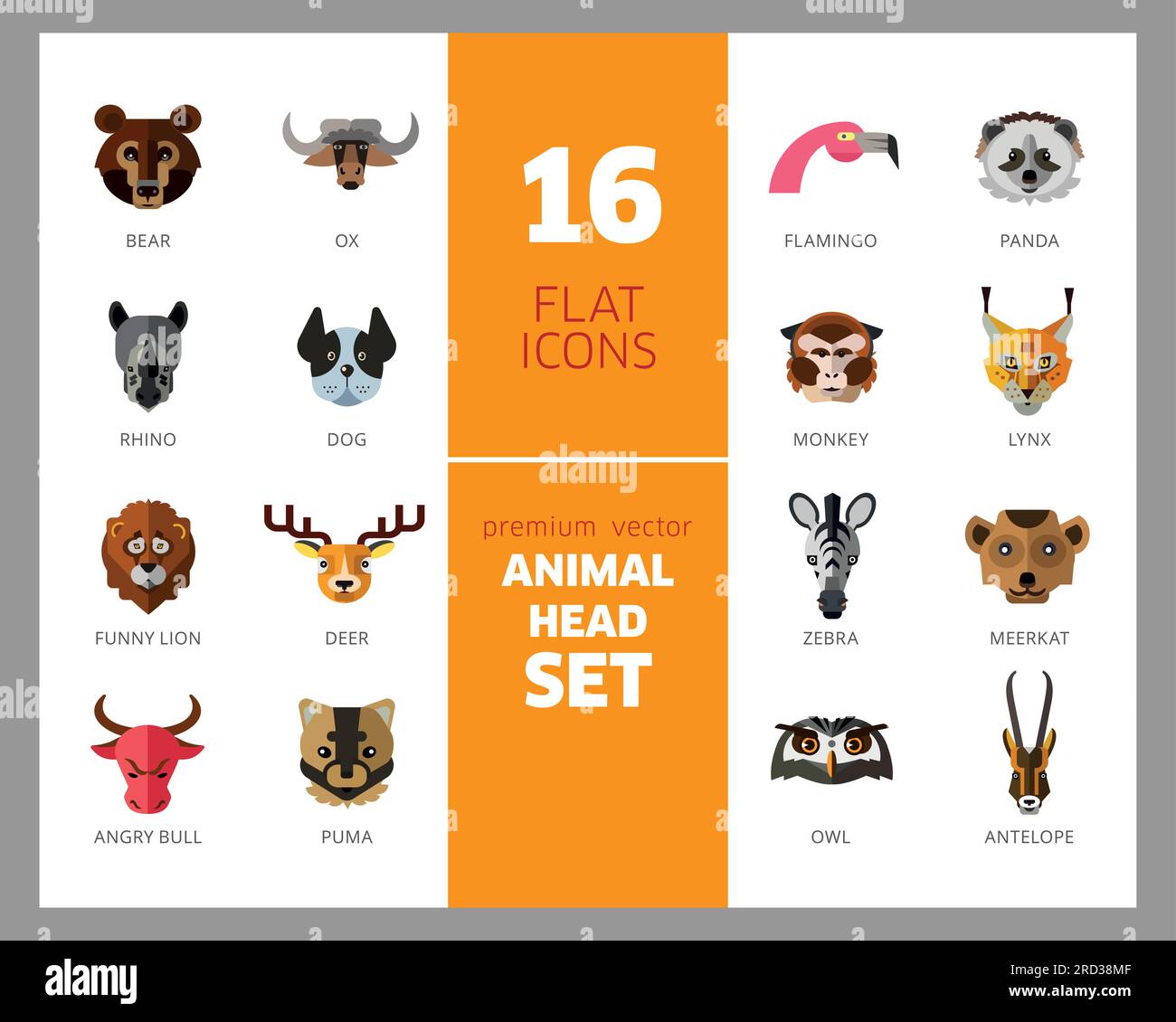 Animal head icons set Stock Vector Image & Art - Alamy