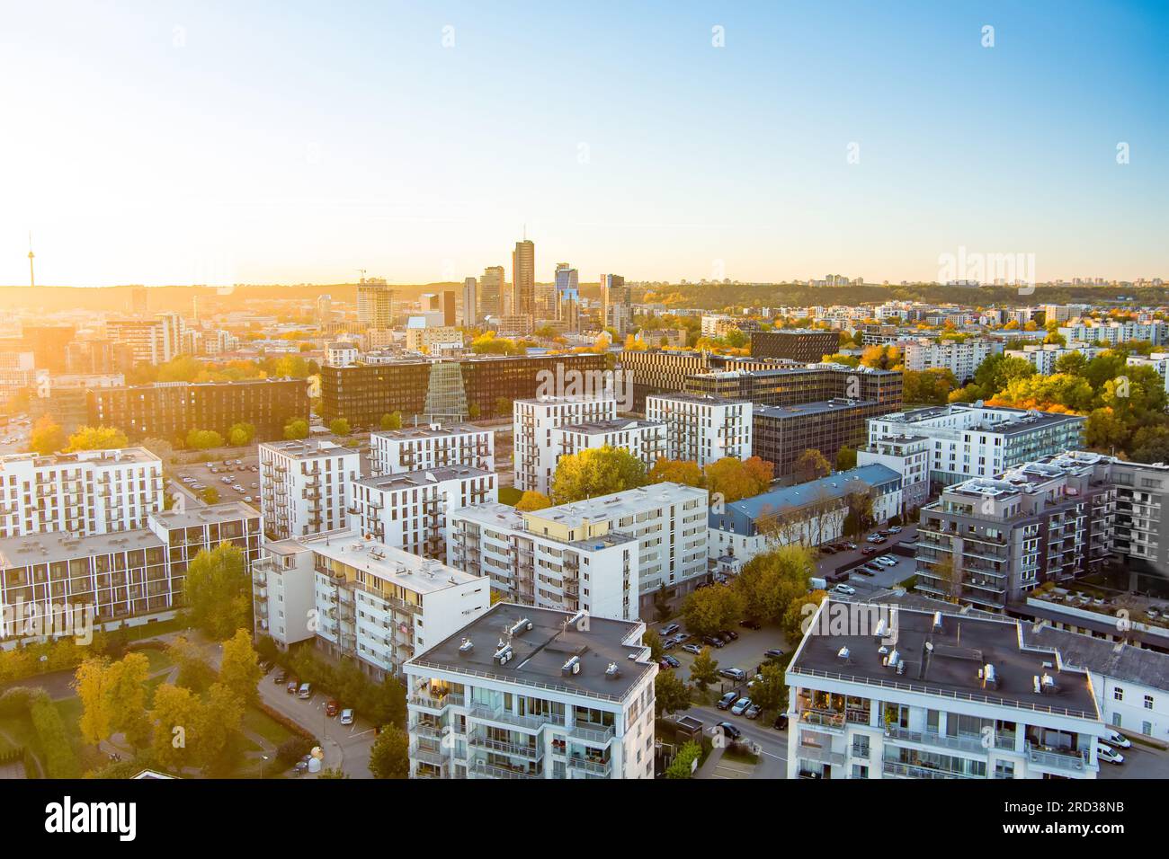 Aerial view of residential area in Vilnius, Lithuania. New modern ...