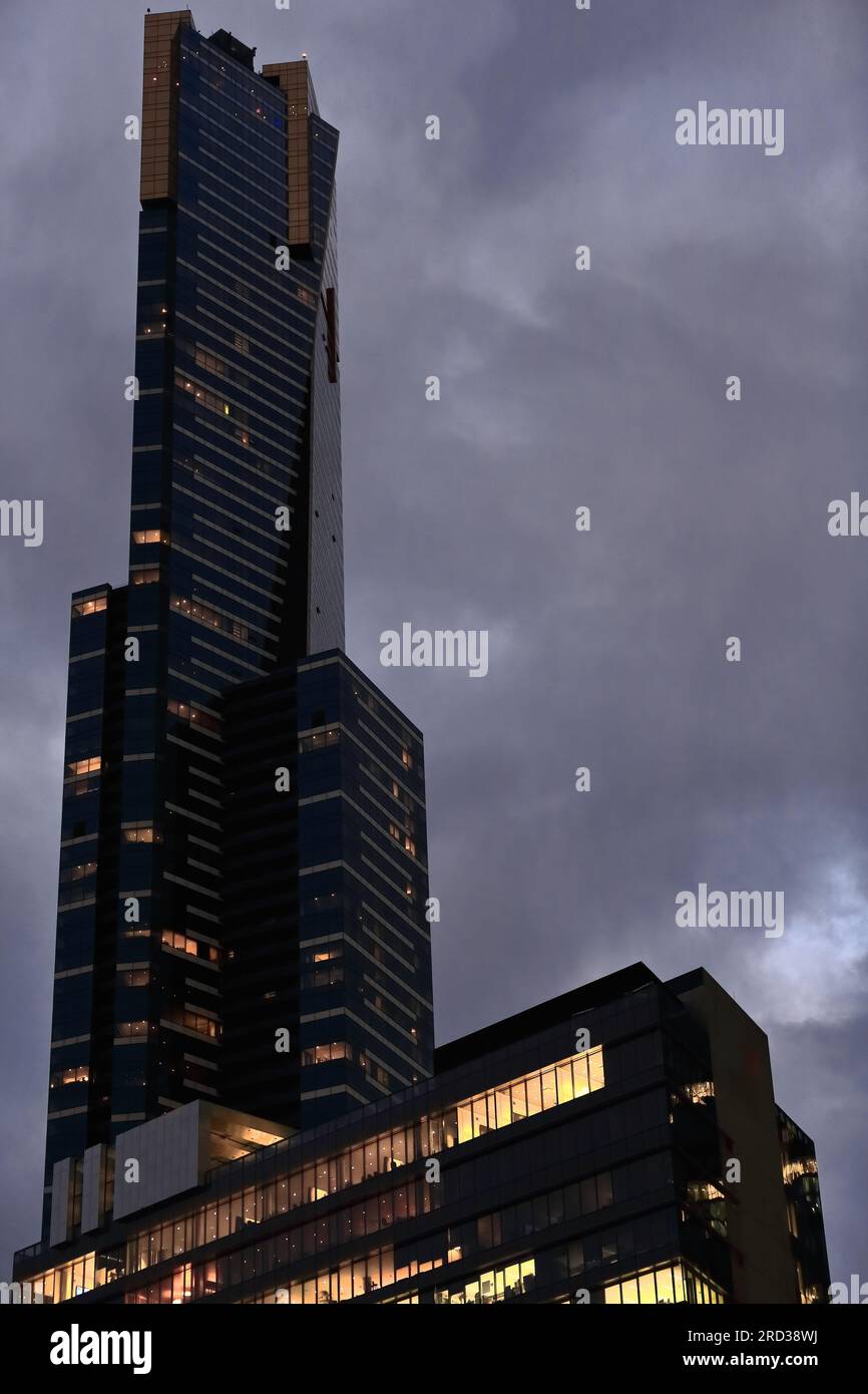 754 High-rise building on Southbank suburb as seen at twilight from the ...