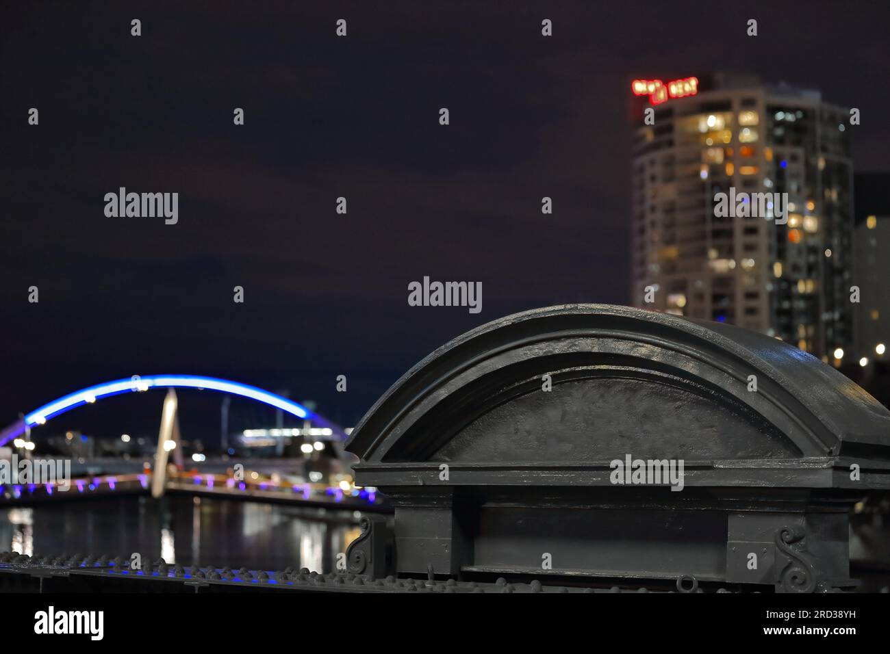760 Blurred night view of the Evan Walker-Southbank Pedestrian Bridge ...