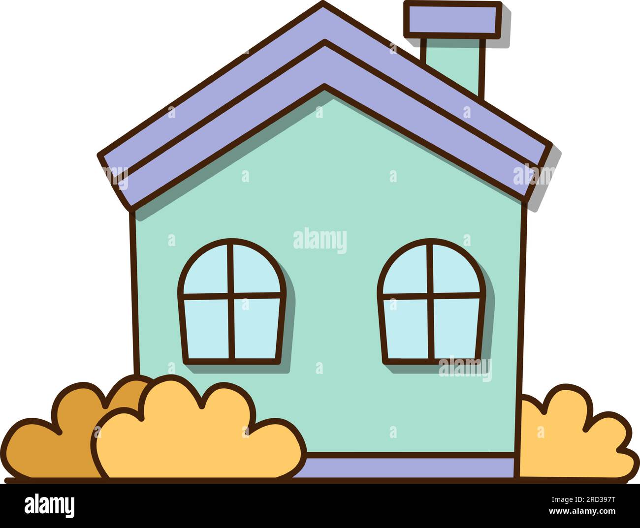 Vector small blue house with two windows and a door icon. Vector House ...