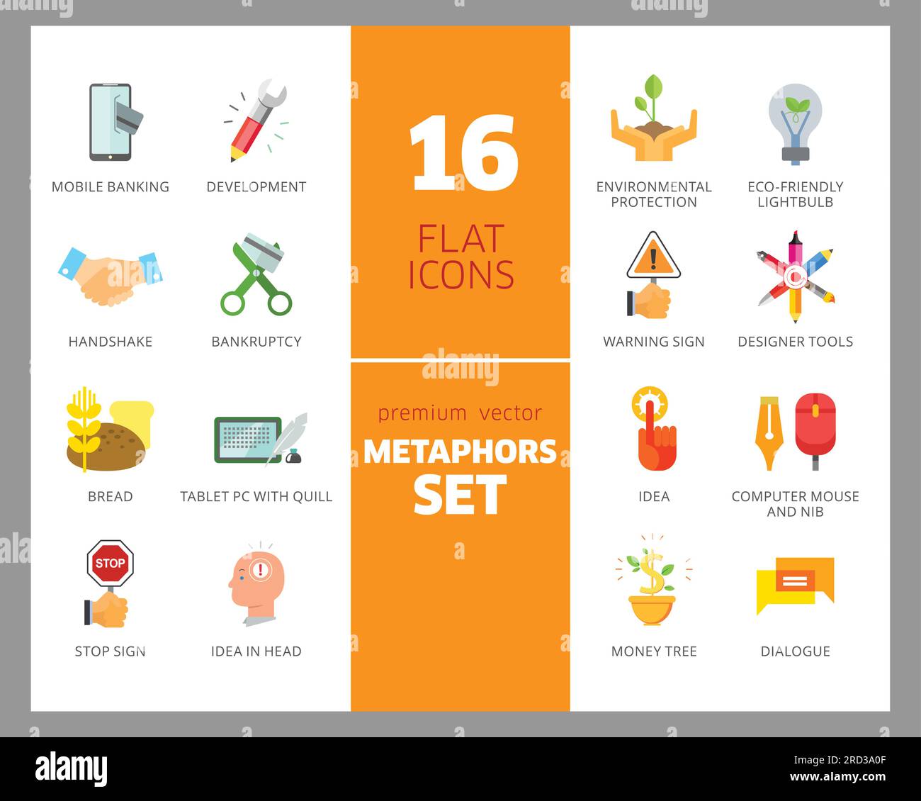 Metaphors flat icons set1 Stock Vector Image & Art - Alamy
