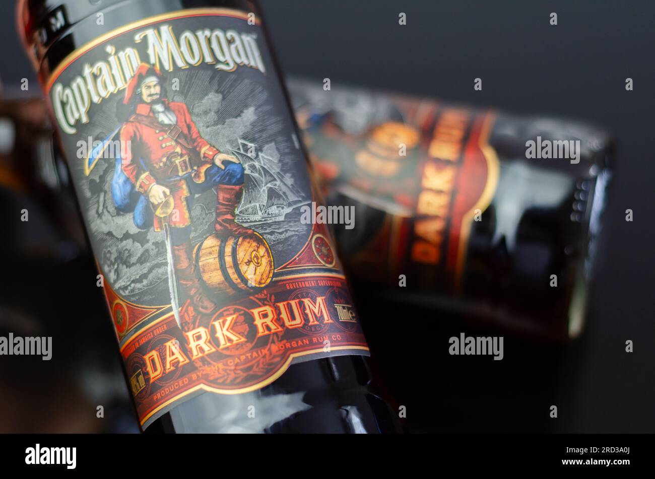 LONDON, UK - 06 JULY Captain Morgan Dark Rum is made from a secret ...