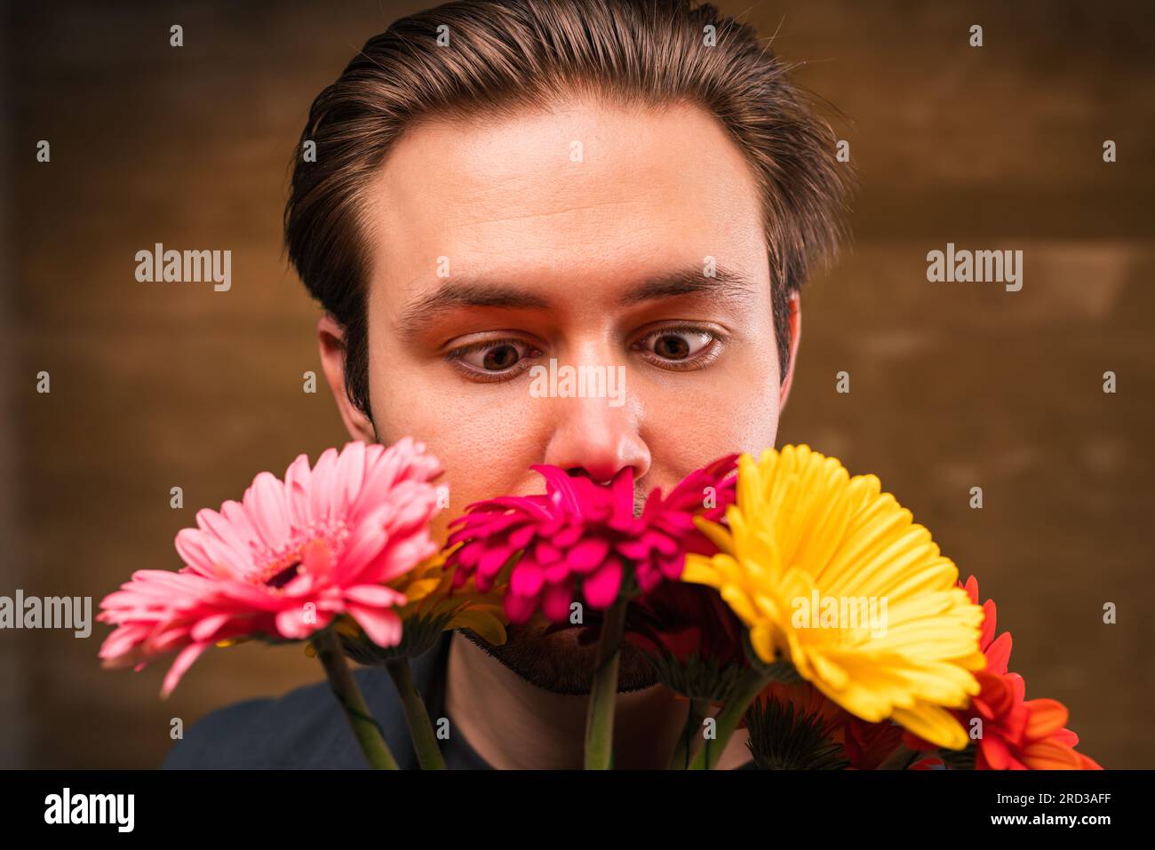 Romantic young guy bouquet hi-res stock photography and images - Alamy