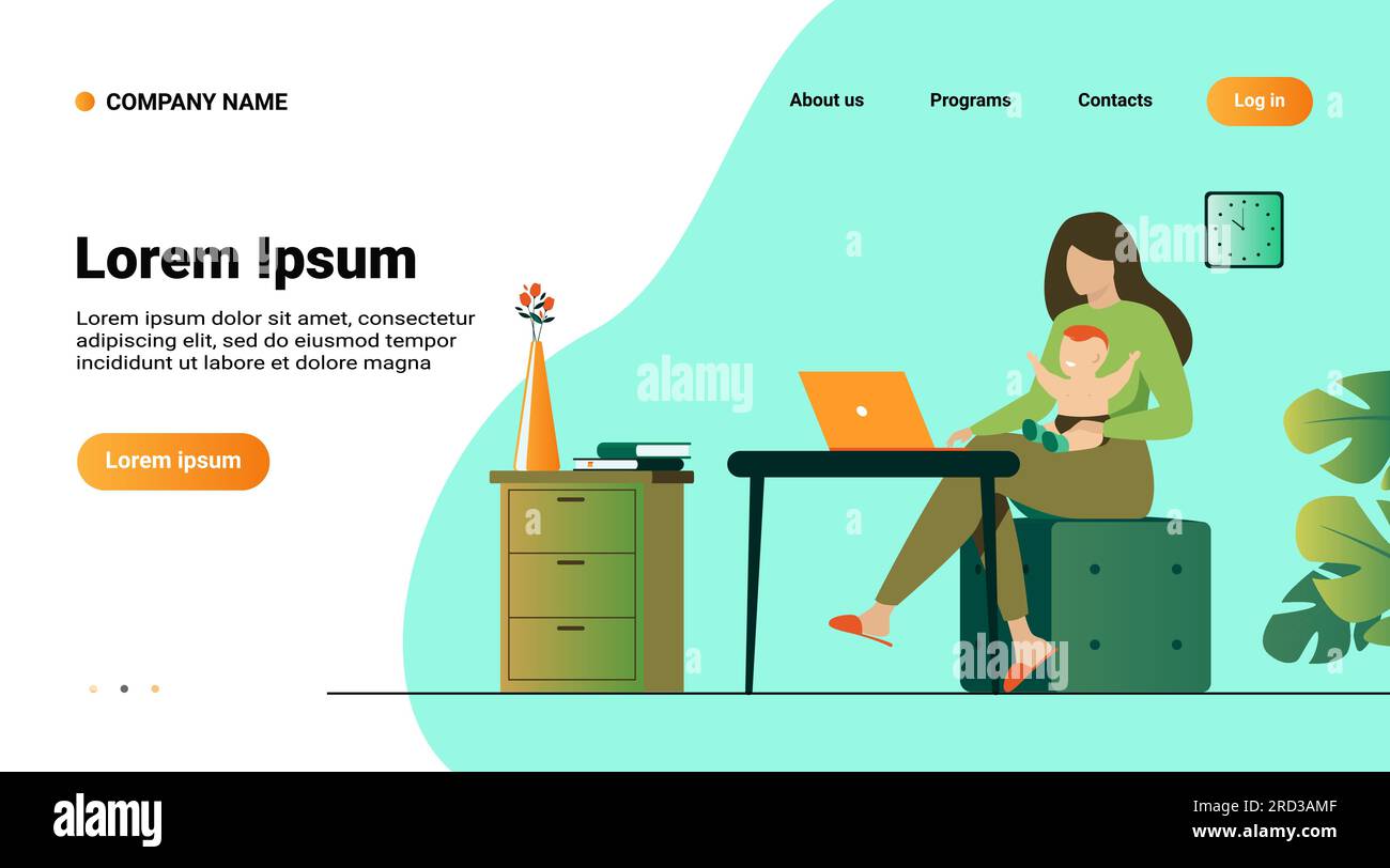 Mother baby working home Stock Vector Images - Alamy