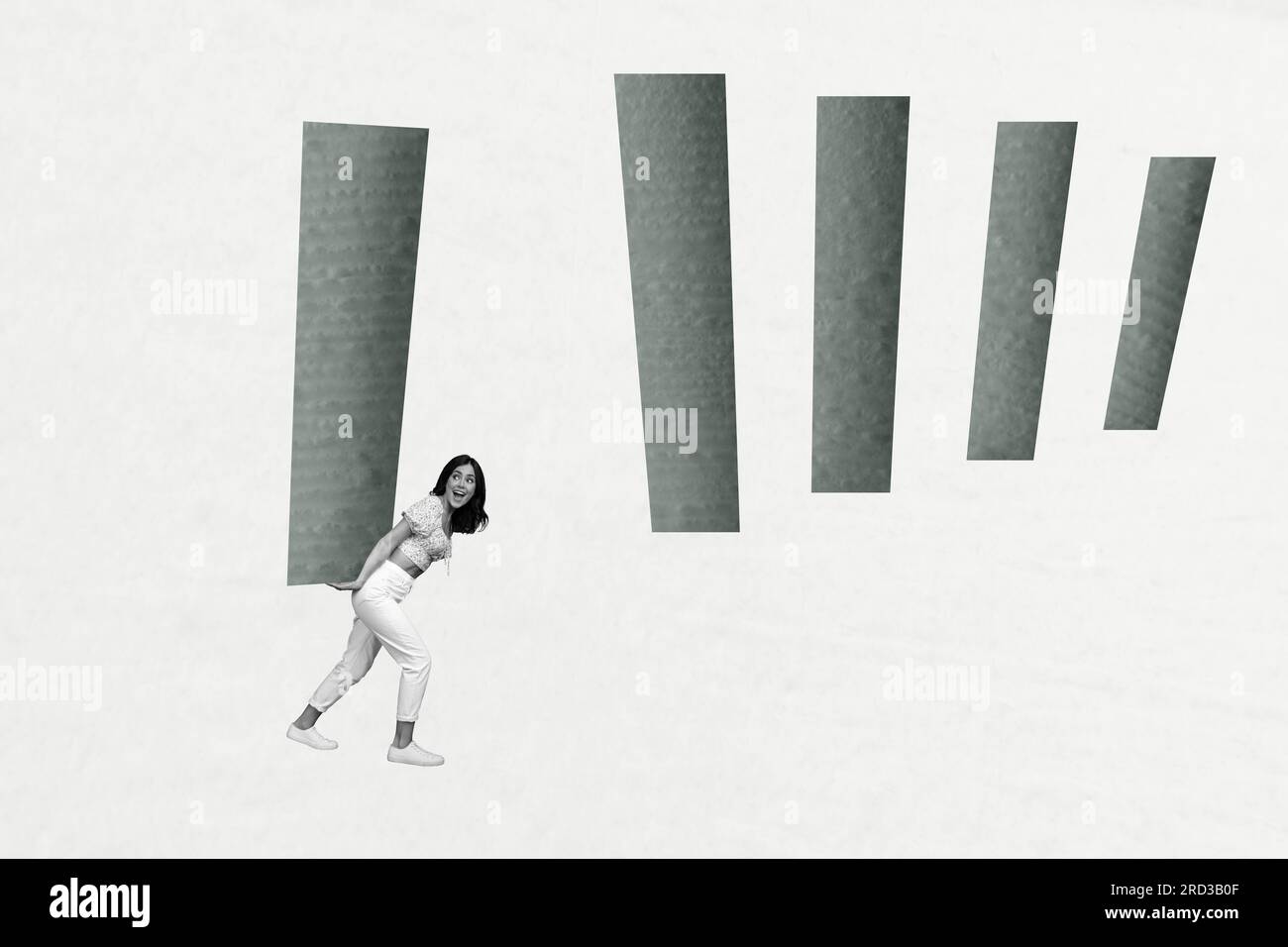 Photo collage minimal picture of funky purposeful lady building ...