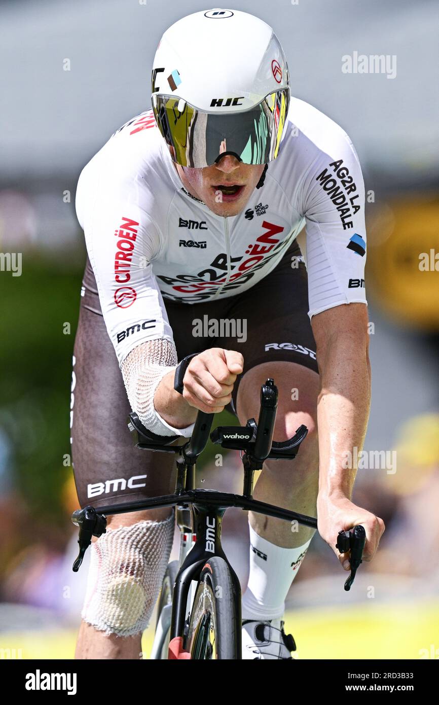 Combloux, France. 18th July, 2023. Belgian Stan Dewulf of AG2R Citroen ...