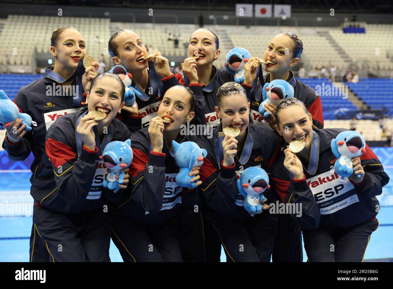 Spain's swimmers pose for a photo after an award ceremony of the ...