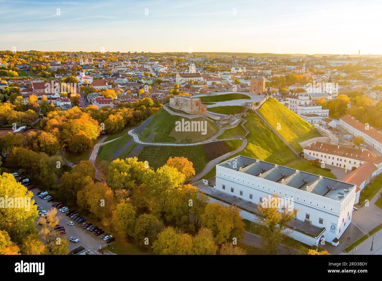 Beautiful Vilnius city panorama in autumn with orange and yellow ...