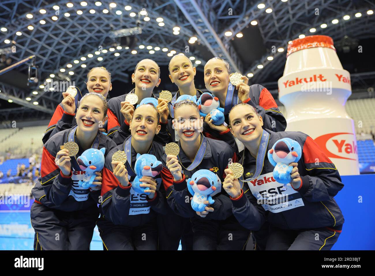 Spain's swimmers pose for a photo after an award ceremony of the ...