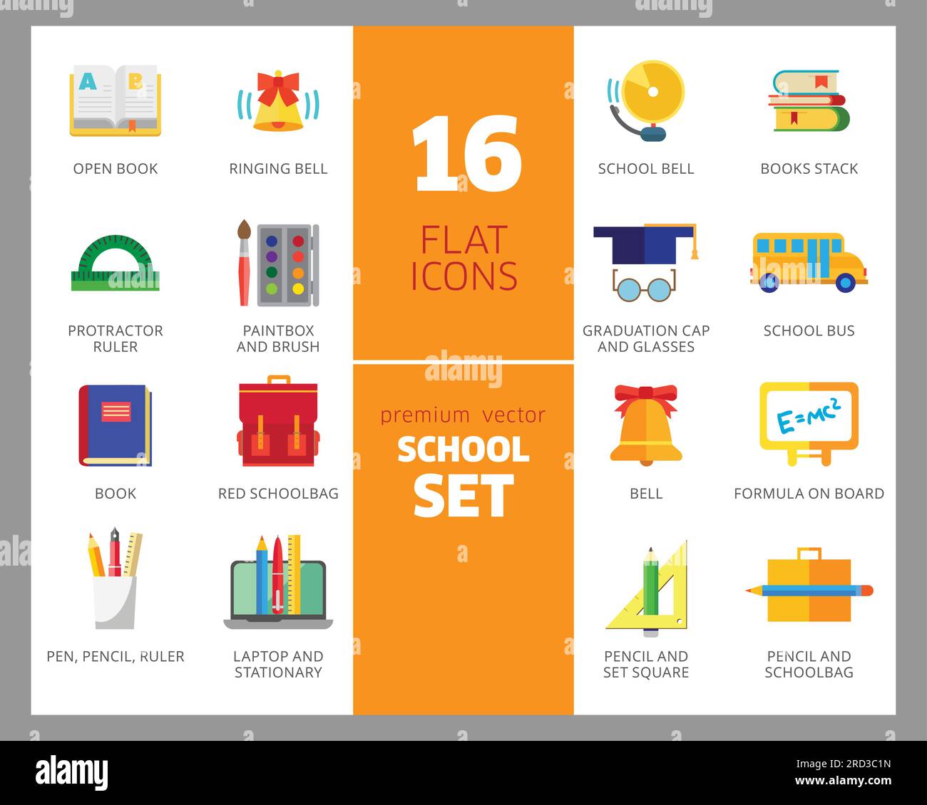 School Icons Set Stock Vector Image & Art - Alamy